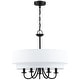 Martina 5-Light Black Chandelier Light with White Double Drum Shade ...